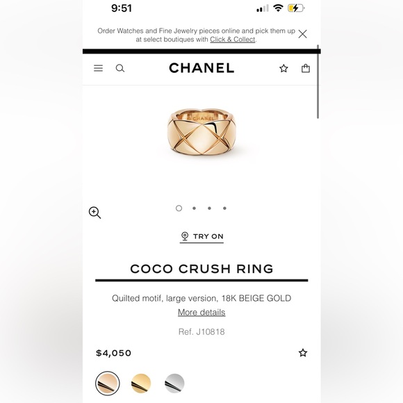 CHANEL | Jewelry | Chanel Coco Crush Fine Jewelry Large Version Quilted ...